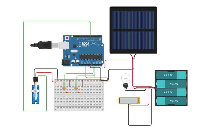 Circuit design Solar Tracking System - Tinkercad