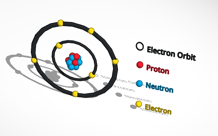 3D design Nitrogen Bohr Atom Model - Tinkercad