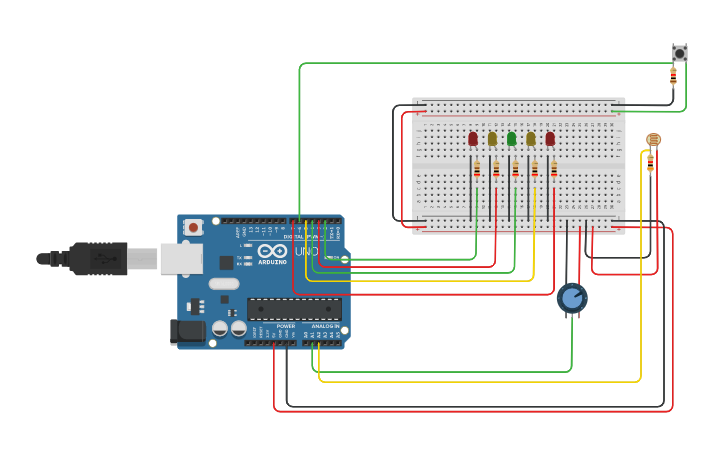 Circuit design Tugas 3 LDR dan Potensio Meter | Tinkercad Circuit design Tugas 3 LDR dan Potensio Meter | Tinkercad