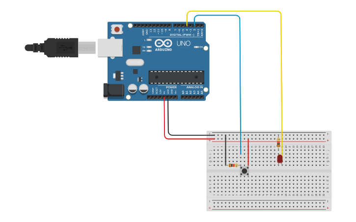 Circuit design pulsador y led - Tinkercad