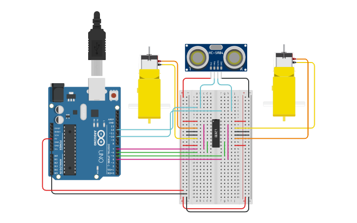 Circuit Design Obstacle Avoidance Robot Tinkercad