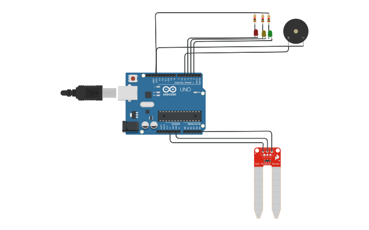 Circuit Design Water Level Detection Tinkercad