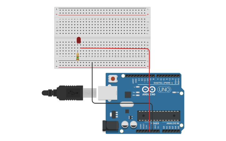 Circuit design Circuito 9 Led alimentado con arduino | Tinkercad