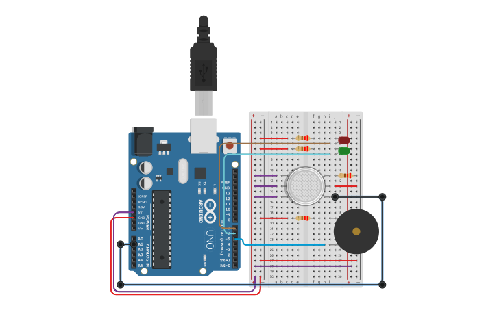 Circuit Design Smoke Detection Using Gas Sensor Tinkercad