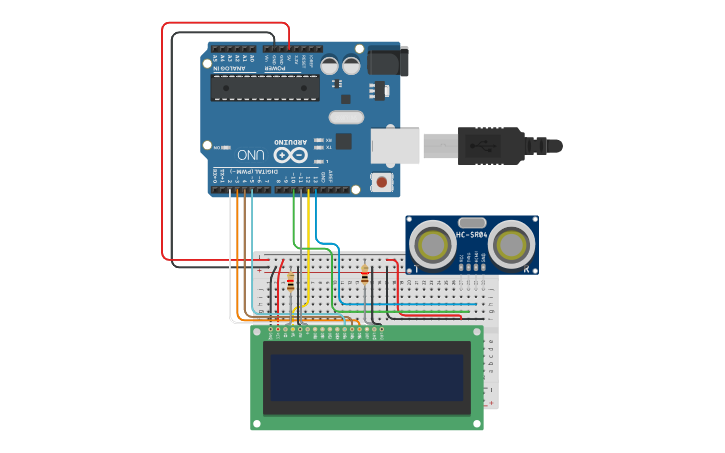 Circuit design Ultrasonic Distance Sensor - Tinkercad