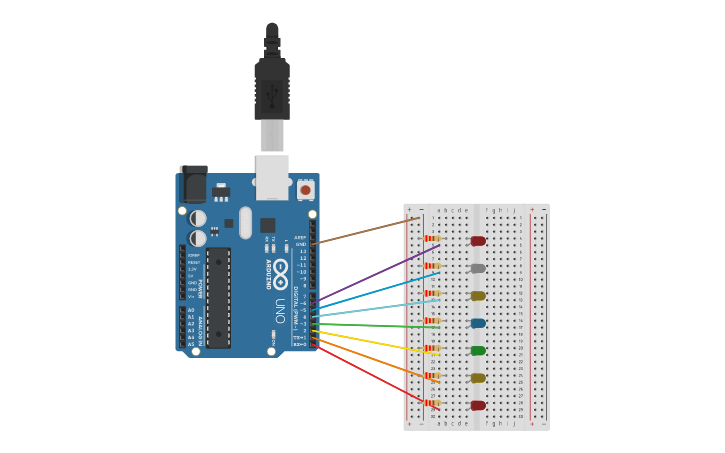 Circuit design LAB2-3 LED x7 | Tinkercad Circuit design LAB2-3 LED x7 | Tinkercad