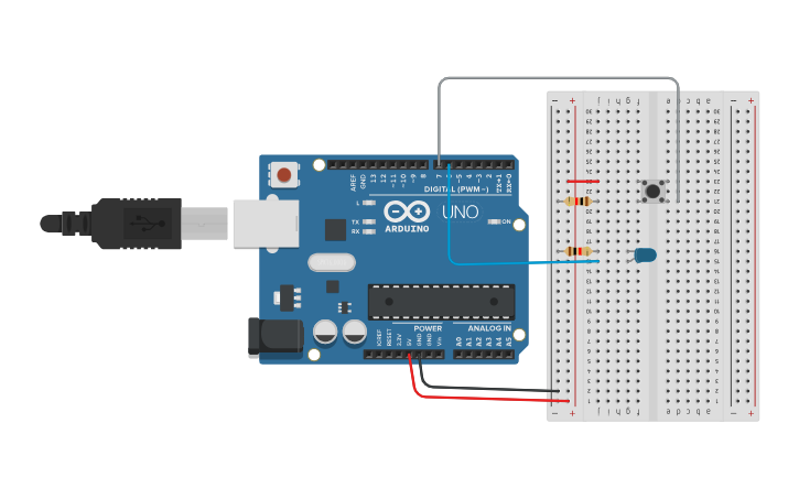Circuit design push button - Tinkercad