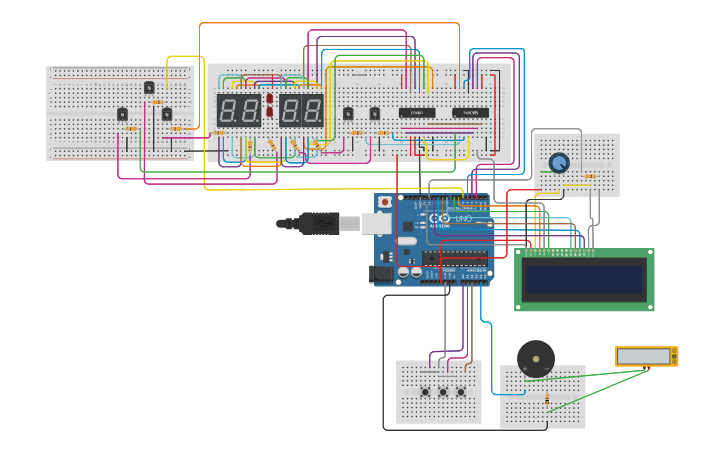 Circuit design Copy of relogio completo horas/minutos parte final com mills - Tinkercad
