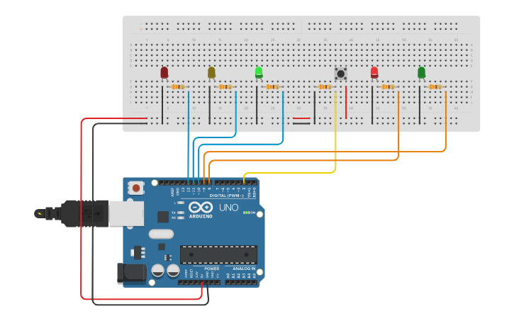 Circuit design Copy of LA_121_0736_Ampelsteuerung | Tinkercad