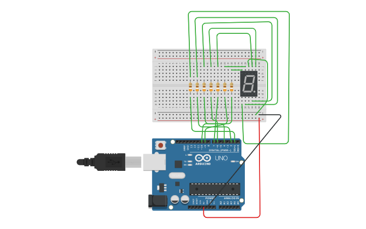 Circuit design display 7 segmenti - Tinkercad Circuit design display 7 segmenti - Tinkercad