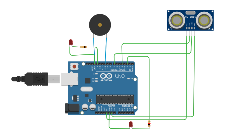 Circuit design Collision Avoidance System` - Tinkercad