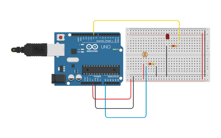 Circuit design LDR - Tinkercad