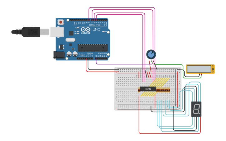 Circuit Design Assignment 06 Arduino 7 Segments Potentiometer Tinkercad