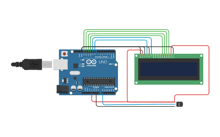 Circuit design Digital Thermometer using Arduino - Tinkercad Circuit design Digital Thermometer using Arduino - Tinkercad
