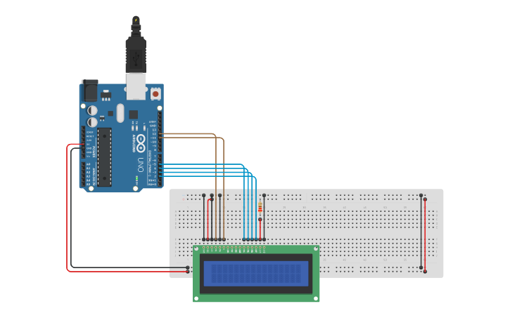 Circuit design Copy of LCD 1602 - Tinkercad