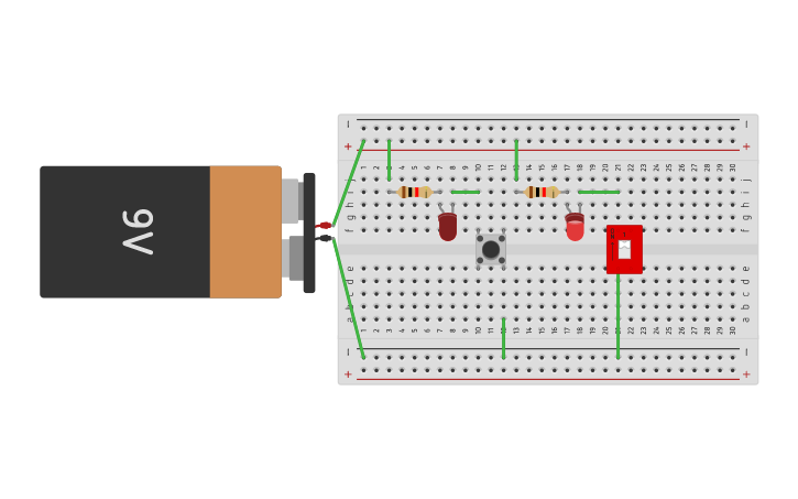 Circuit design accensione con led pulsante | Tinkercad Circuit design accensione con led pulsante | Tinkercad