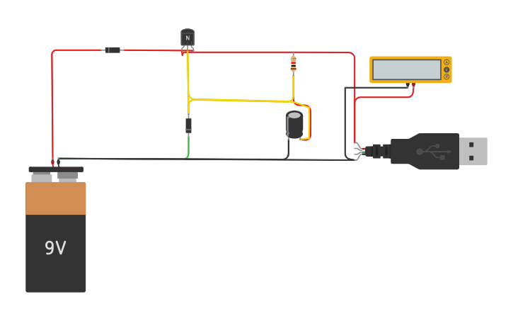 Circuit design MOBILE CHARGING CIRCUIT THROUGH USB - Tinkercad