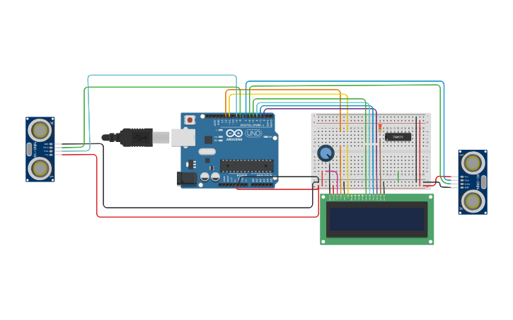 Circuit design PROYECTO Sensor de proximidad con arduino - Tinkercad