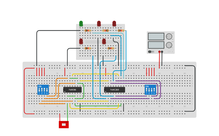 Circuit design Binary Adder/Subtractor | Tinkercad