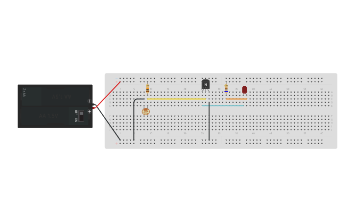 Circuit design LDR-Transistor Cumplido Jiménez - Tinkercad