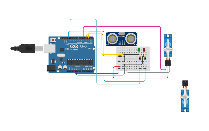 Circuit design railway gate - Tinkercad