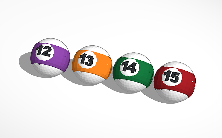 3D design pool balls 12-15 - Tinkercad