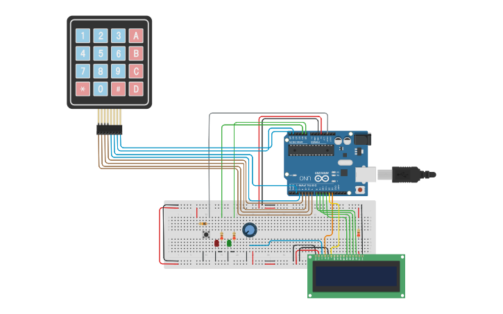 Circuit design Copy of Control de Acceso seguro con Arduino,Lcd y Keypad. | Tinkercad