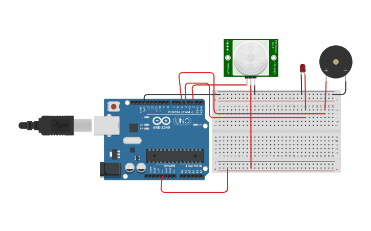 Circuit design human detection - Tinkercad