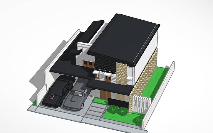 3D design House With Cars - Tinkercad