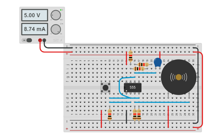 Circuit design 555 Water Level Alarm - Tinkercad