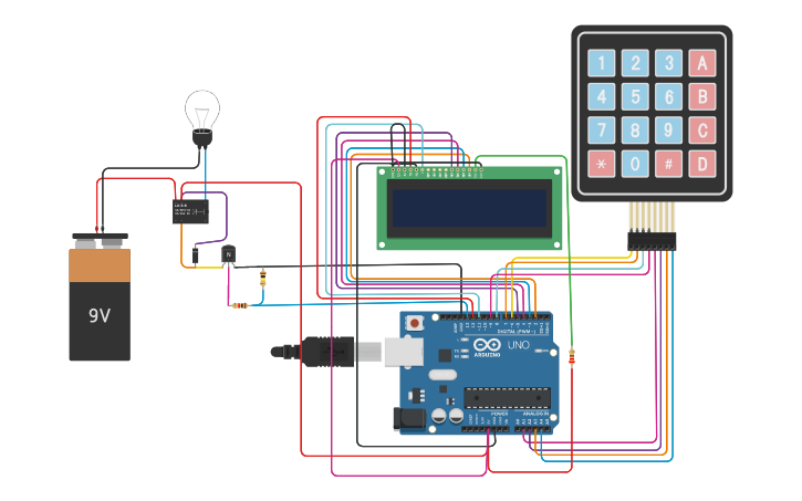 Circuit design Password Access Control Circuit With LCD - Tinkercad