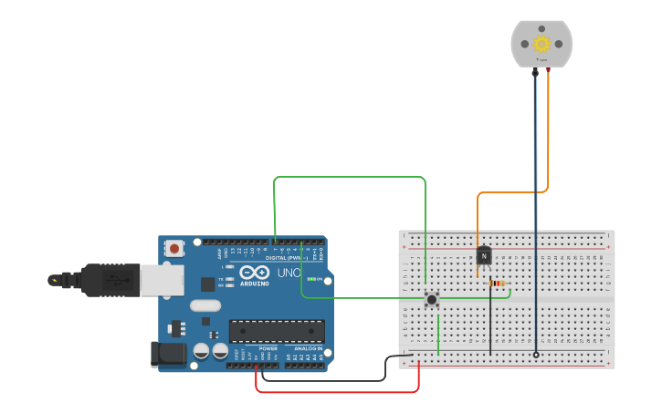 Circuit design apagado y encendido con un pulsador - Tinkercad