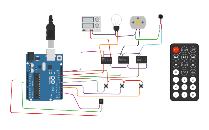 Circuit design Case 4: Mengendalikan Lampu Dengan Remot - Tinkercad
