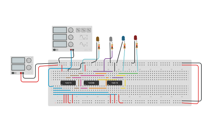 Circuit design 4-bit - Tinkercad