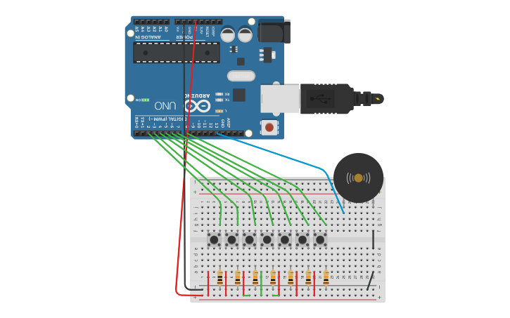 Circuit design PIANO | Tinkercad