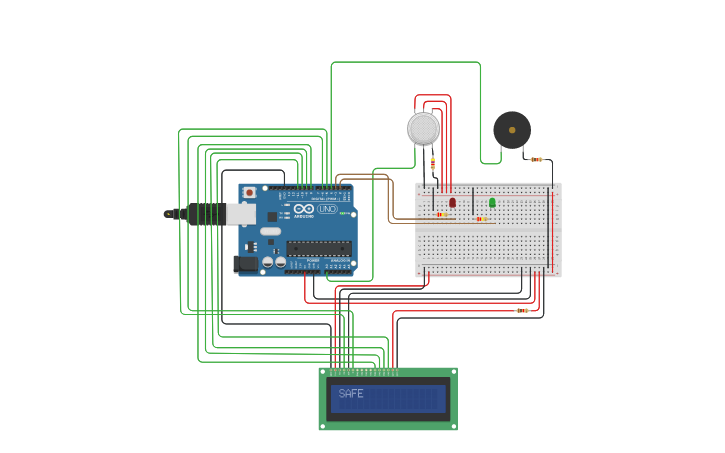 Circuit design Gas Sensor Project | Tinkercad