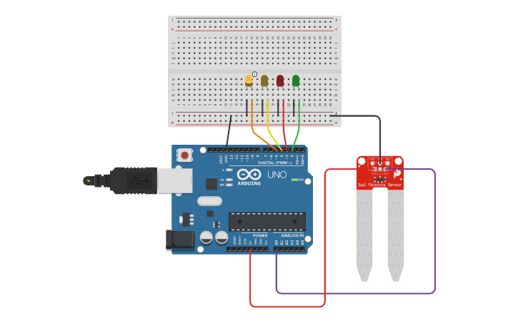 Circuit design Soil Humidity Sensor - Tinkercad