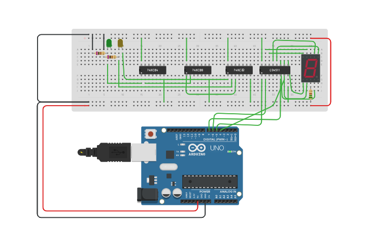Circuit design Two-Bit Counter Framework - Tinkercad