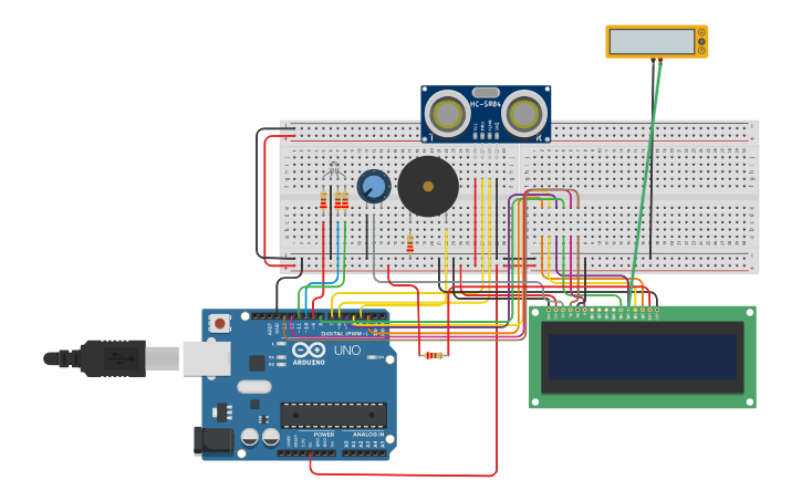 Circuit design Ultrasonic Door Security System - Tinkercad