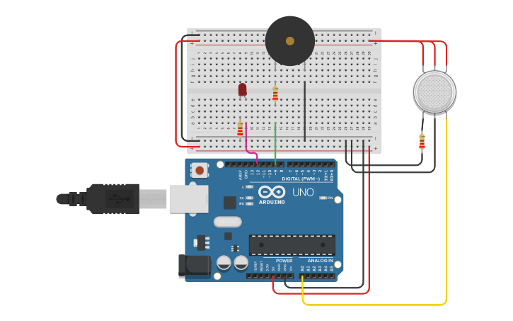 Circuit design C14_Smoke Detector - Tinkercad