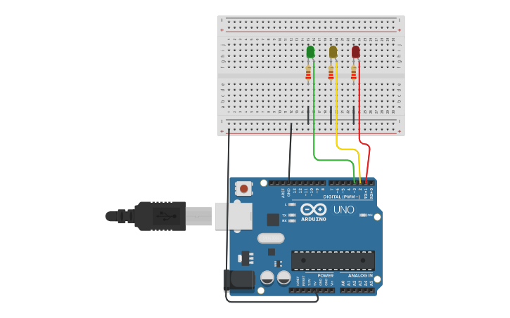 Circuit design Semaforo arduino | Tinkercad