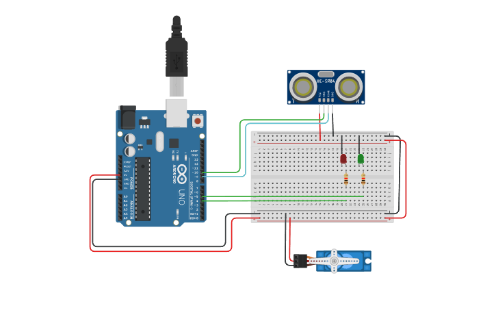 Circuit design parqueadero - Tinkercad
