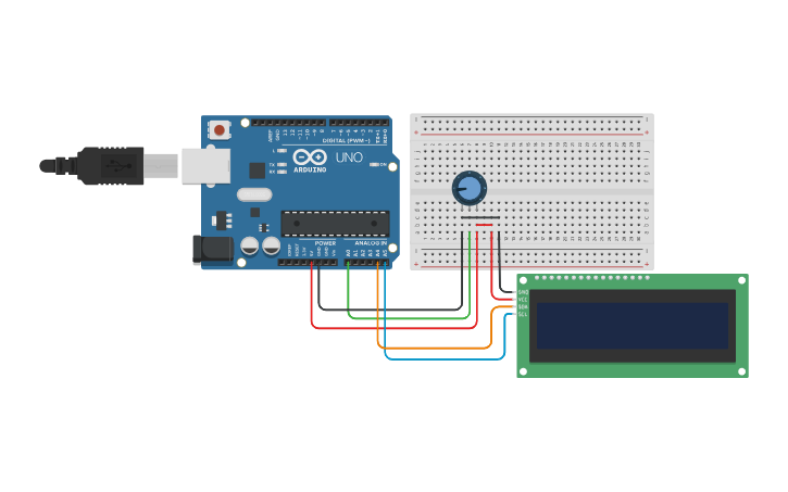 Circuit design Arduino: Display I2C - Tinkercad