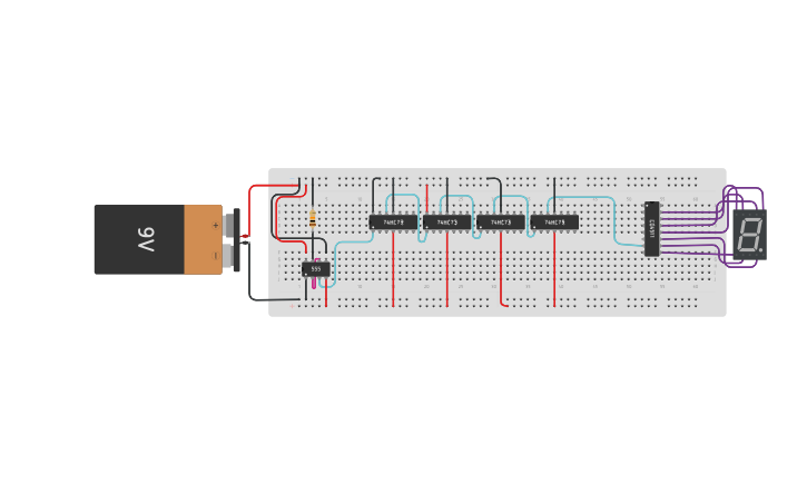 Circuit design BCD COUNTER TASK 1 - Tinkercad