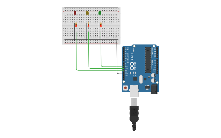 Circuit design Projeto - Semáforo Simples - Tinkercad