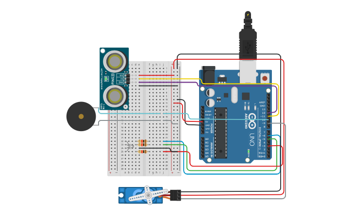 Circuit design Motion Sensor With Alarm - Tinkercad