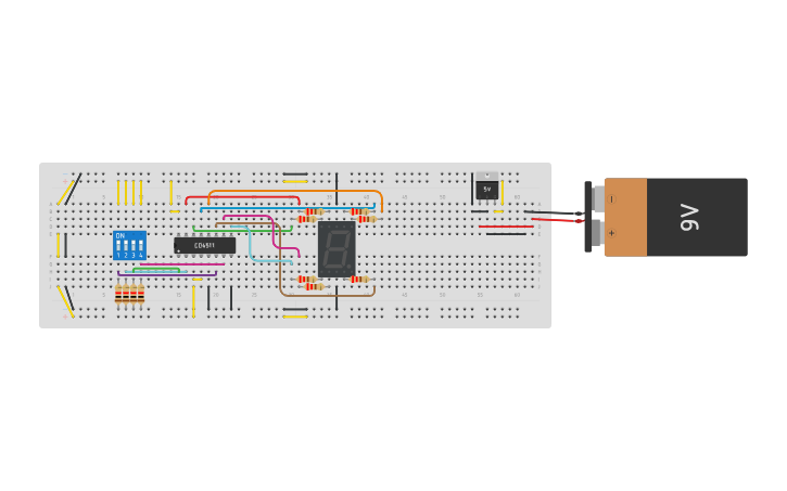 Circuit design Actividad en clase Display 7 seg - Tinkercad