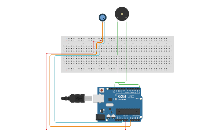 Circuit design “Control regulador de sonido - Tinkercad