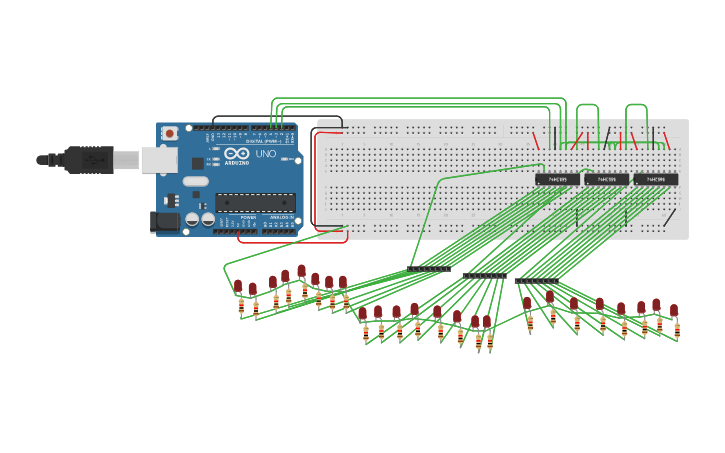 Circuit design Shift Register - Tinkercad