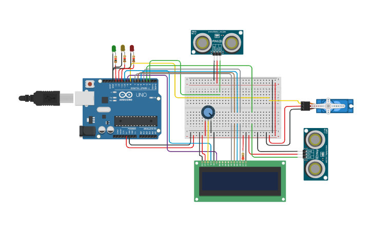 Circuit design Smart Trash bin - Tinkercad